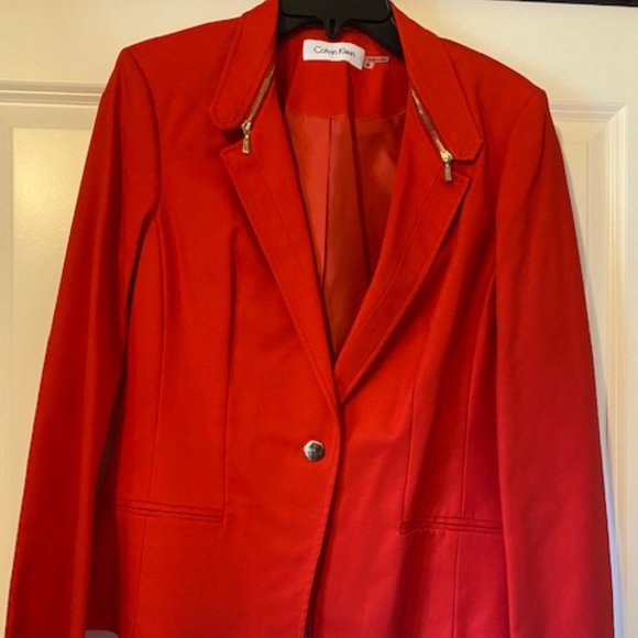 Calvin Klein | Jackets & Coats | Calvin Klein Red Suit Jacket | Poshmark